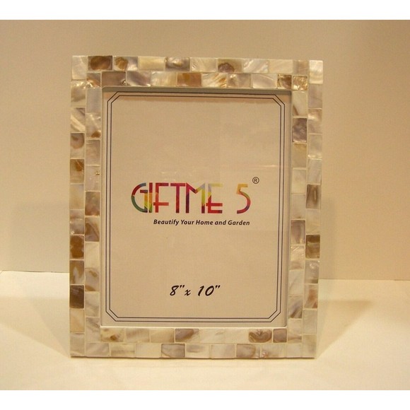 GIFTME 5 | Accents | Giftme5 Photo Picture Frame 8x Mother Of Pearl Double Row Mosaic Multi ...